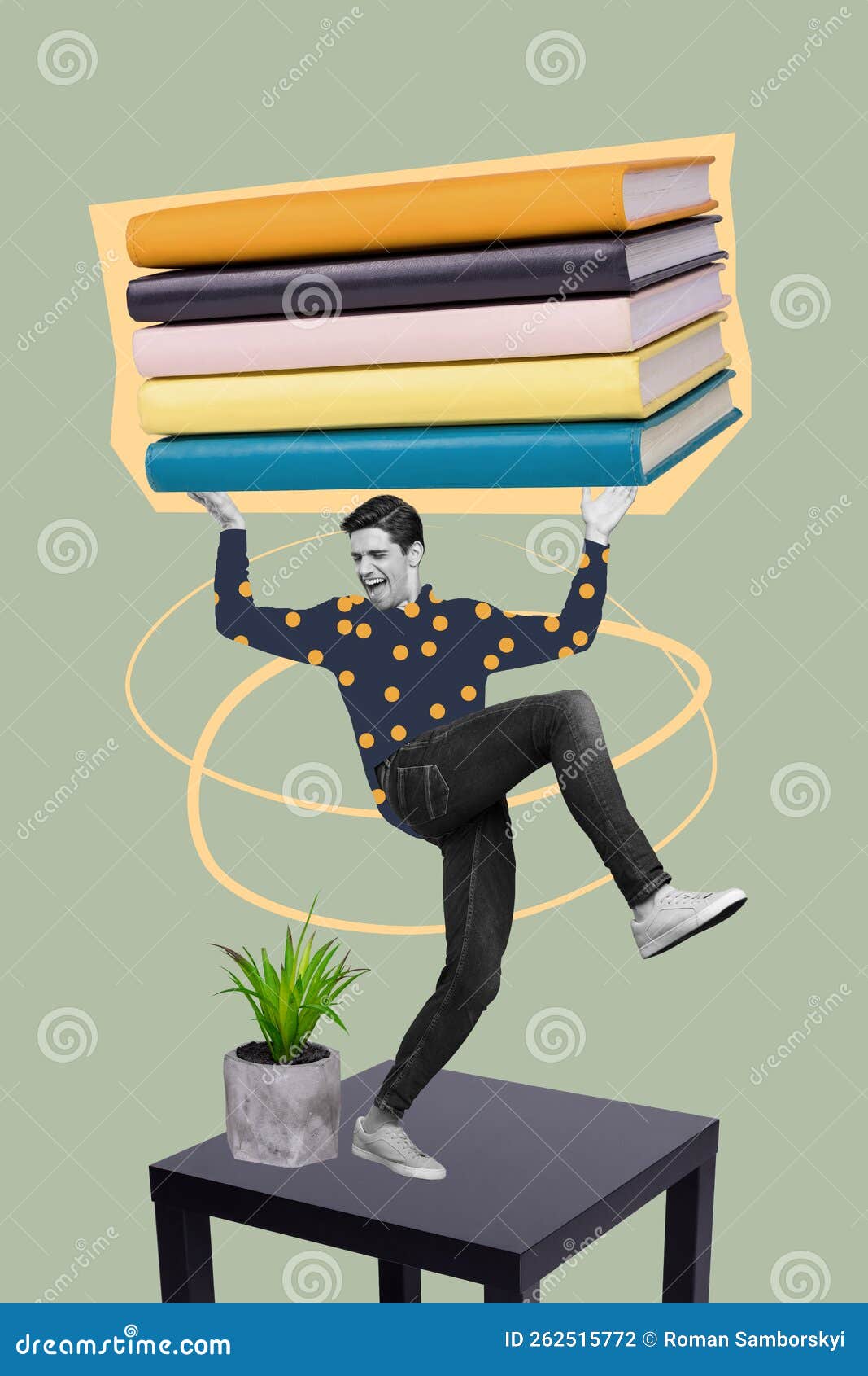 Collage Photo of Young Crazy Academic Student Addicted Learner Love ...