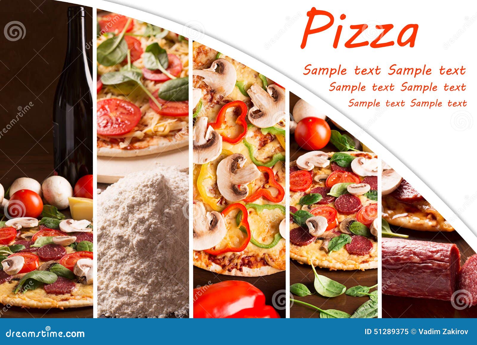 Collage from Photoes of Pizza Stock Image - Image of taste, table: 51289375
