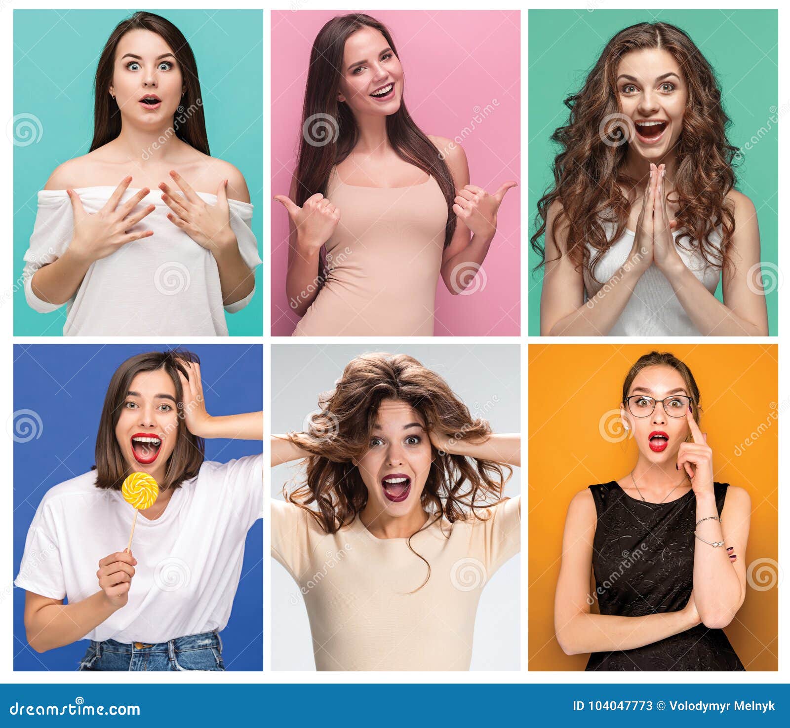 Collage of Photos of Attractive Smiling Women Stock Image - Image of ...
