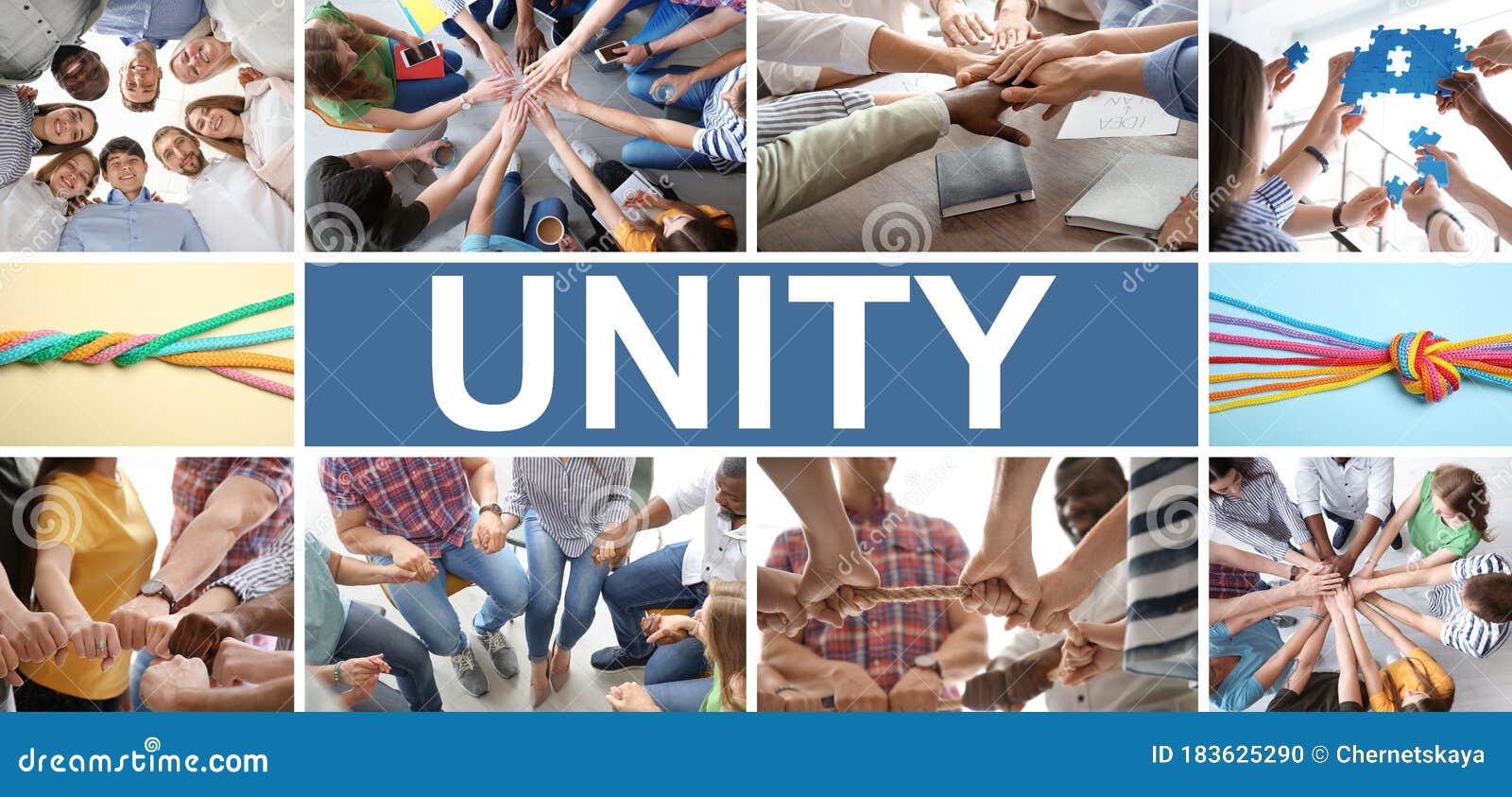 Collage with Photos, Banner Design. Concept of Unity and Support Stock ...