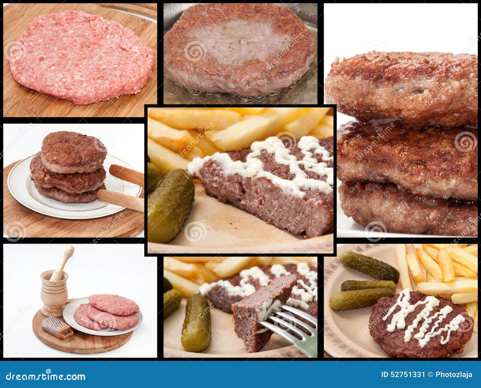 A Collage of Photos with Burger Stock Image - Image of pork, pepper ...