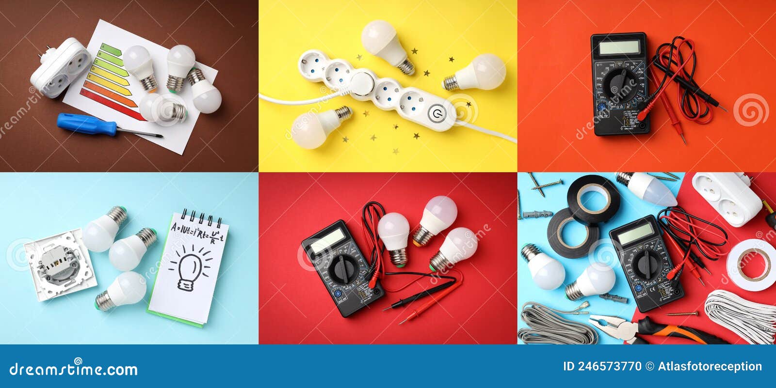 Collage of Photos of Different Electrician Tools Stock Photo - Image of ...