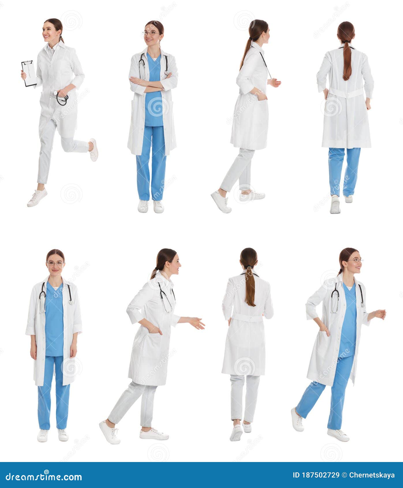 Collage with Photos of Doctor on Background Stock Image - Image of ...