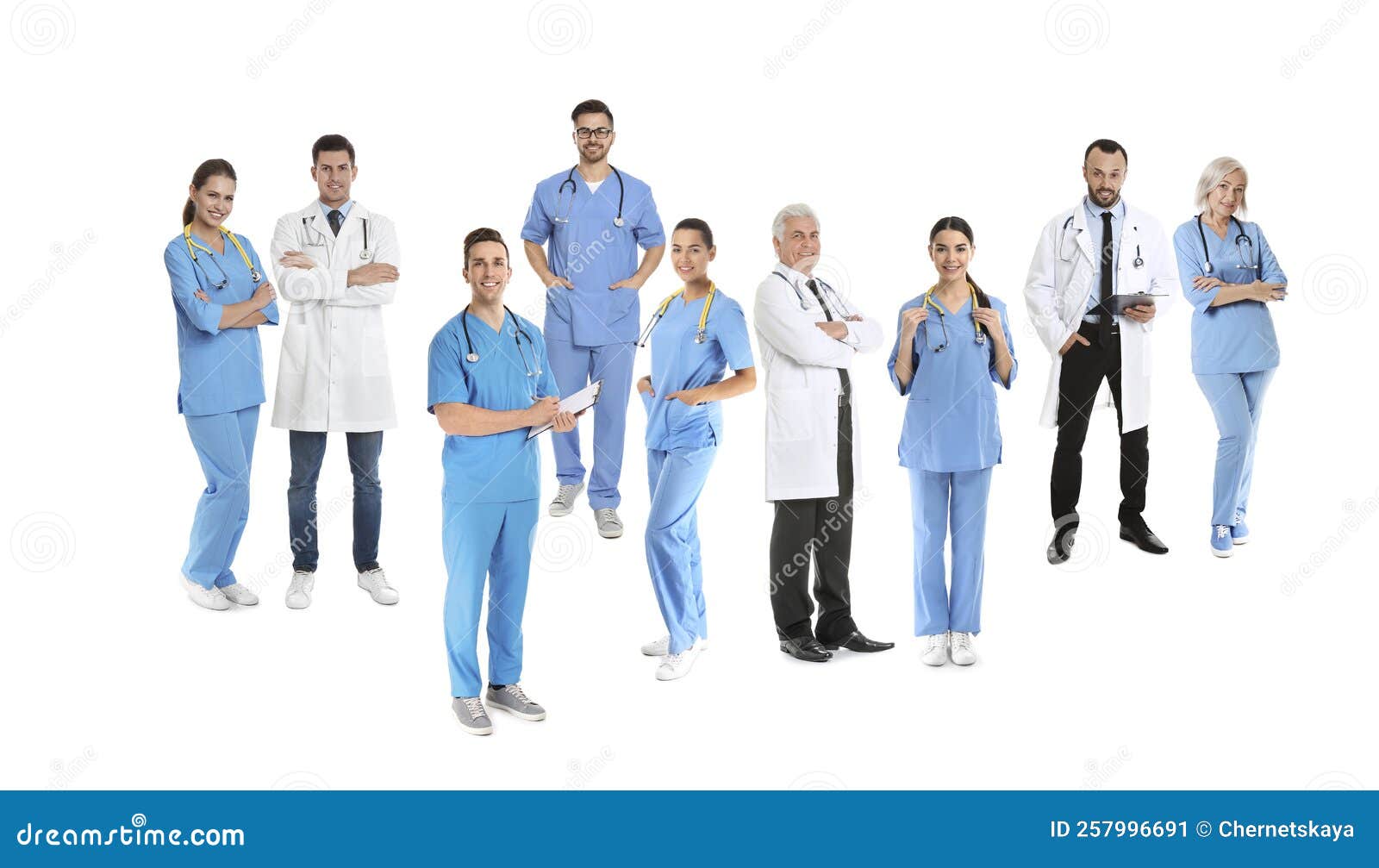 Collage with Photos of Doctors on White Background Stock Image - Image ...