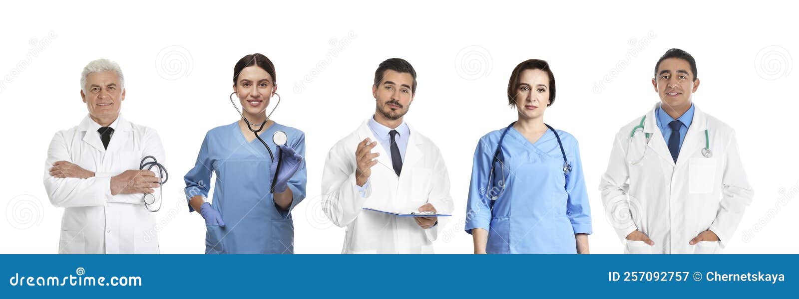 Collage with Photos of Doctors on White Background. Banner Design Stock ...