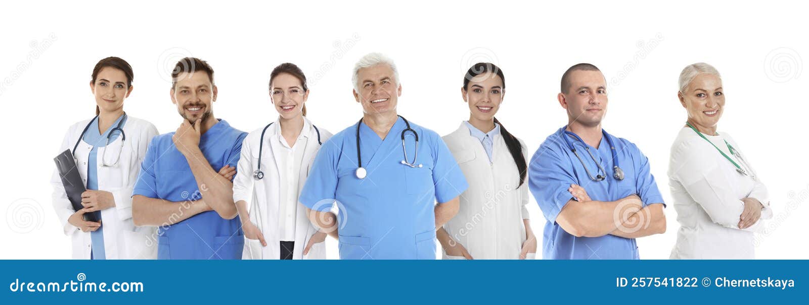 Collage with Photos of Doctors on White Background. Banner Design Stock ...