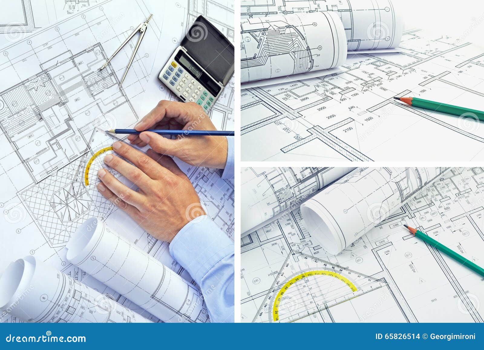 Collage of Photos of Drawings Stock Photo - Image of drafting ...