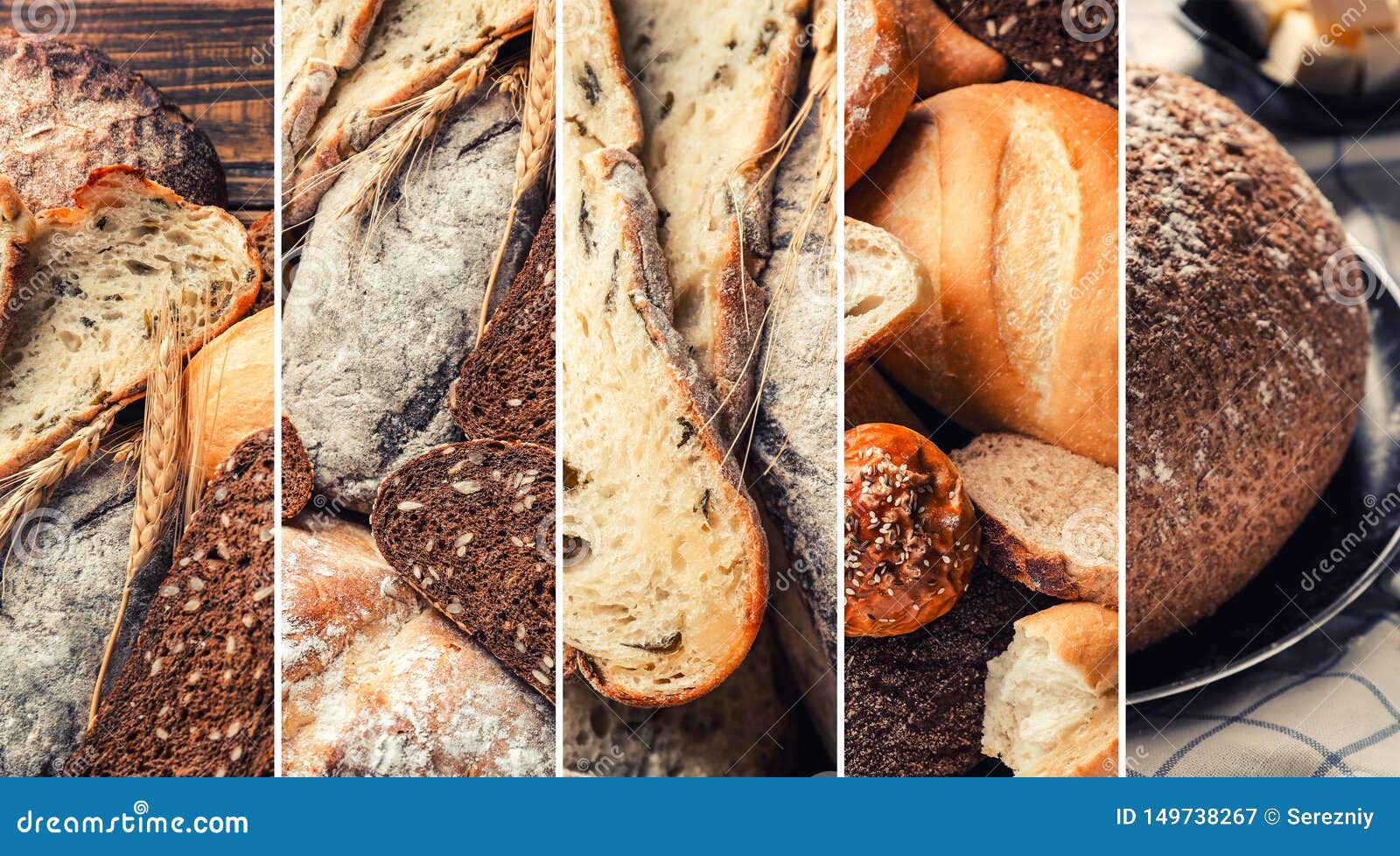 Collage of Photos with Fresh Bakery Products Stock Image - Image of ...