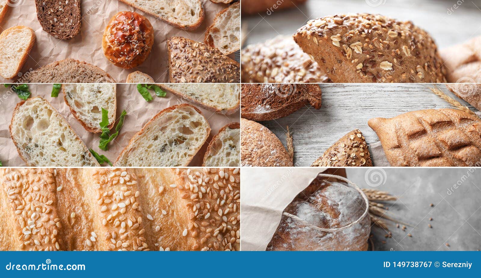 Collage of Photos with Fresh Bakery Products Stock Image - Image of ...