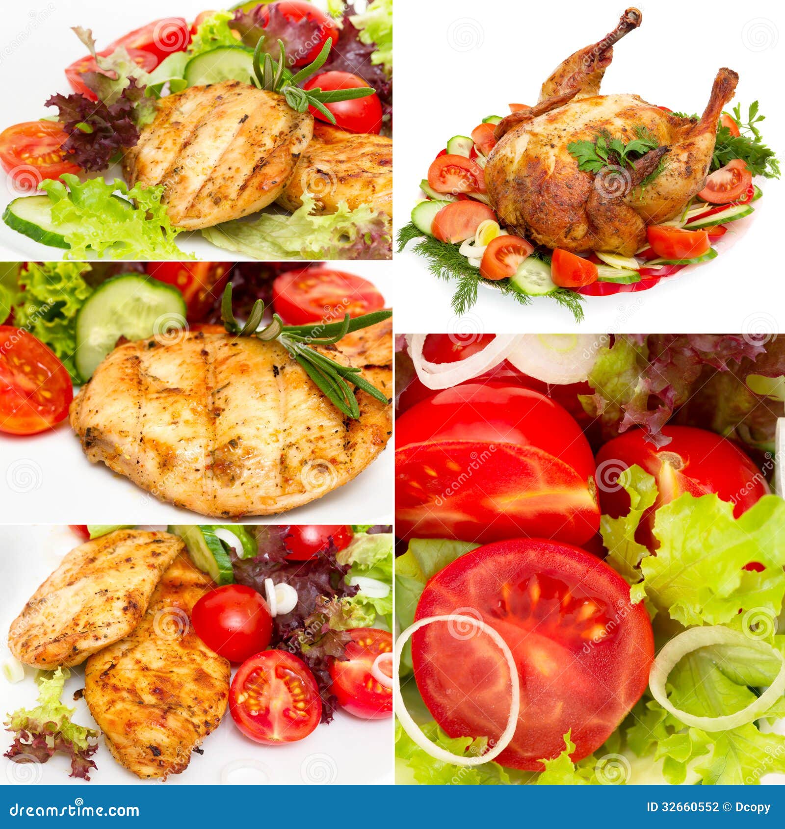 Collage of Photos Grilled Chicken with Vegetables Stock Photo - Image ...