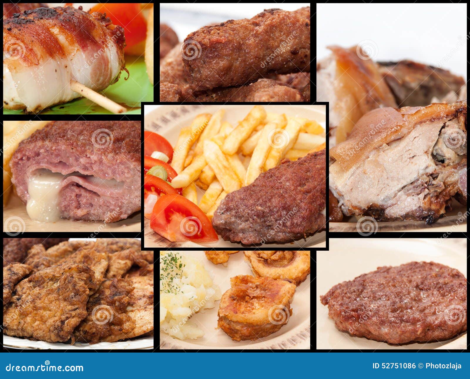 A Collage of Photos with Grilled Meat Stock Photo - Image of food ...