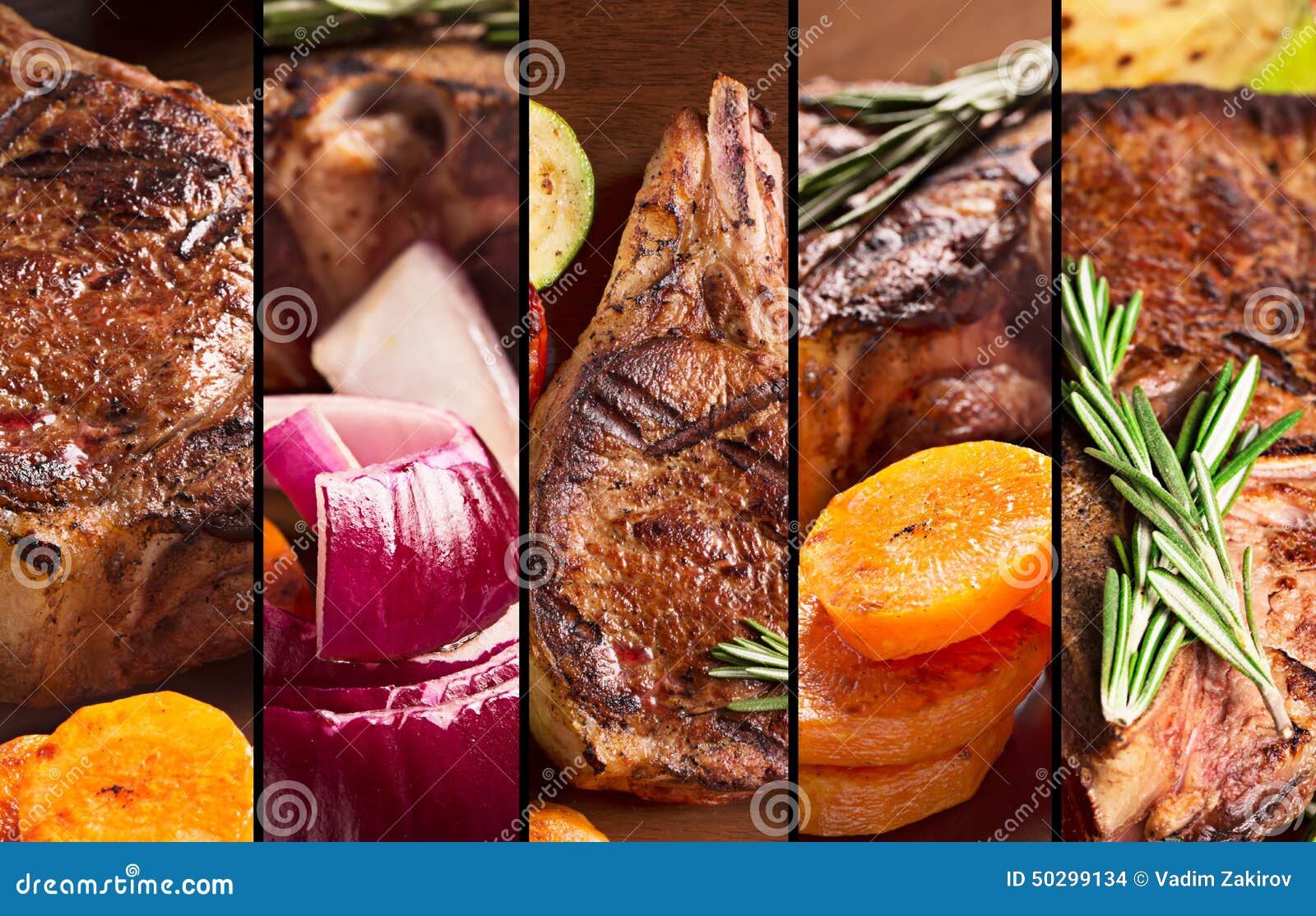 Collage from Photos of Grilled Meat Stock Photo - Image of crisp ...