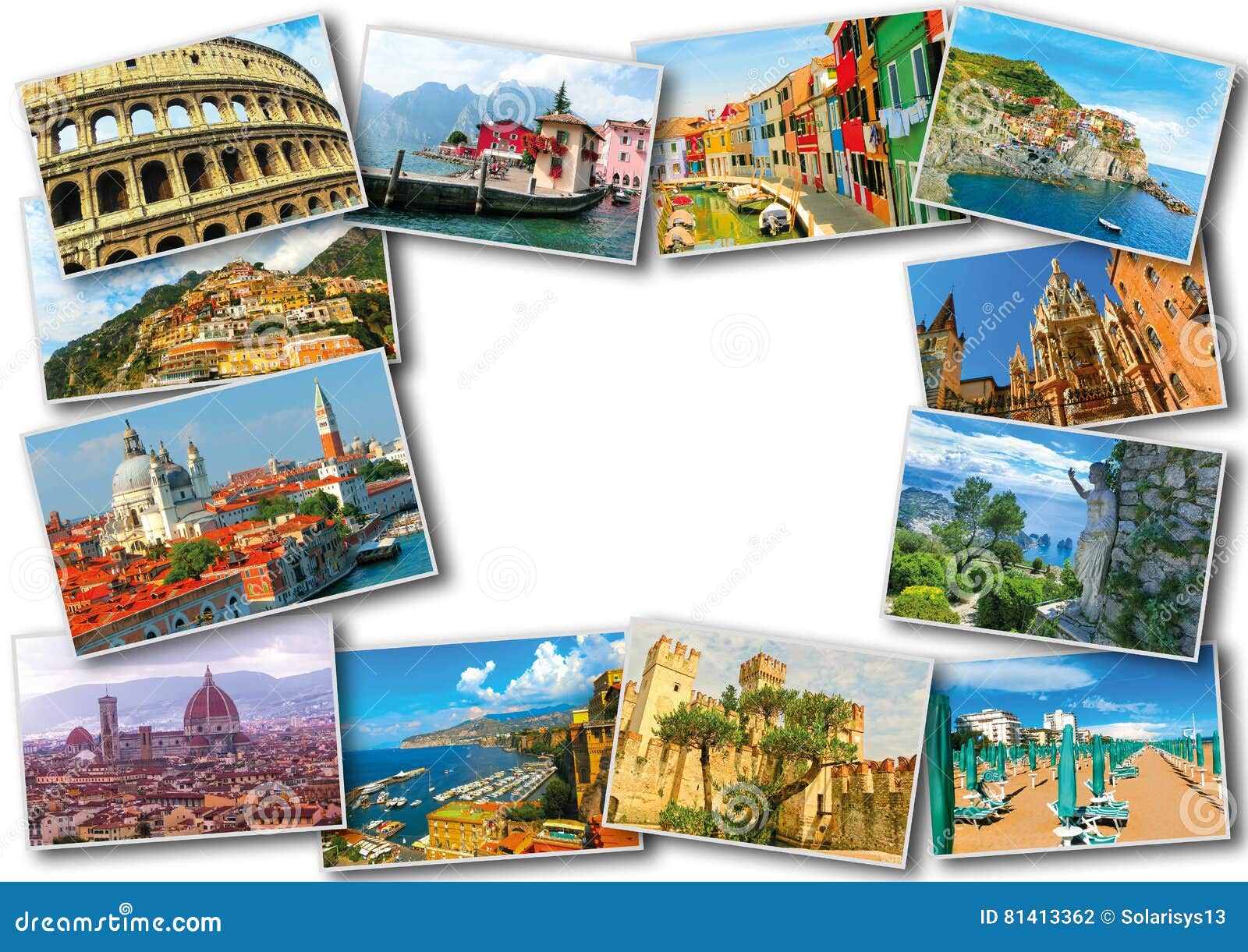 Collage from Photos of Italy on White Background Stock Photo - Image of ...