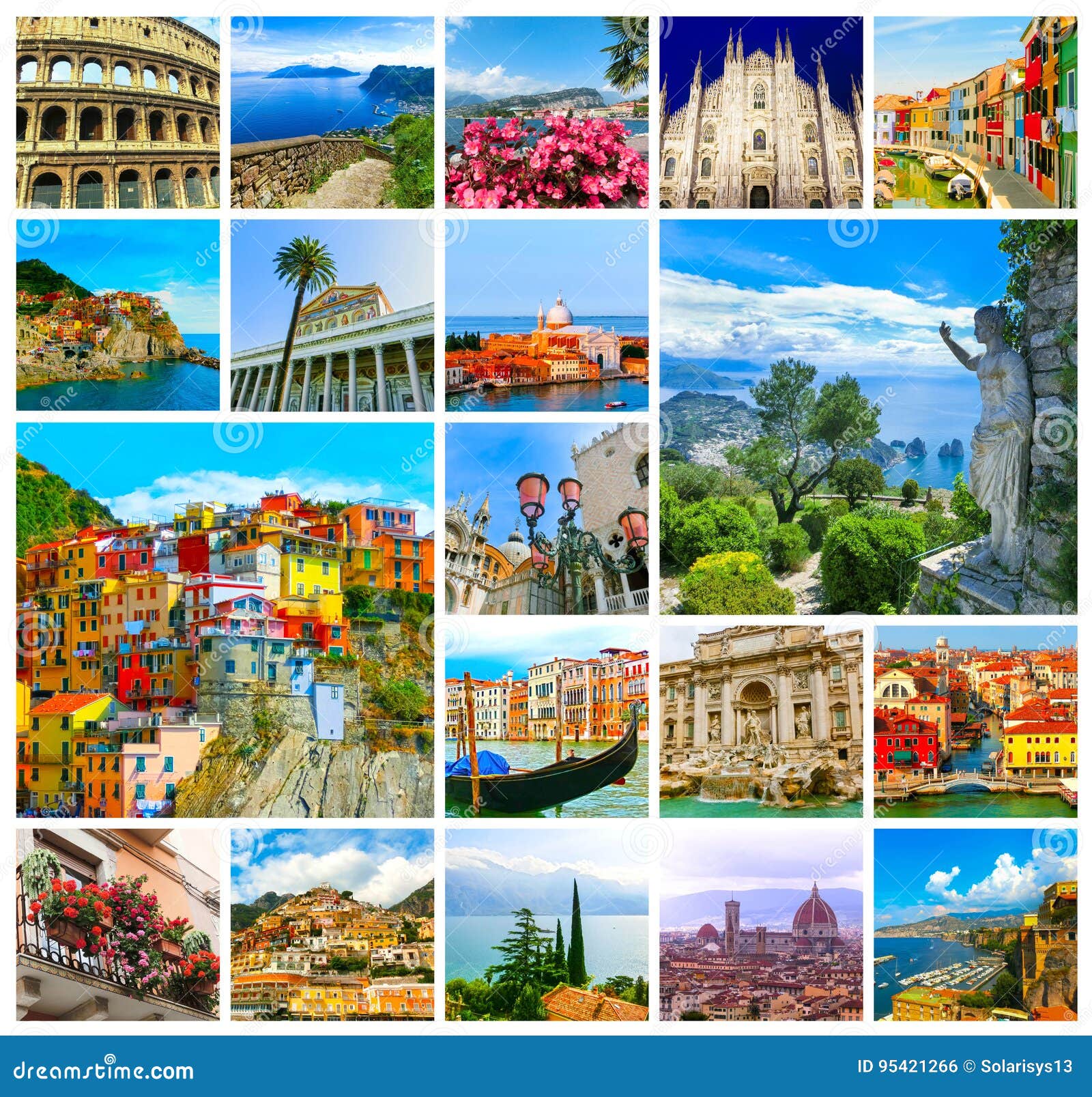 Collage from Photos of Italy on White Background Stock Photo - Image of ...