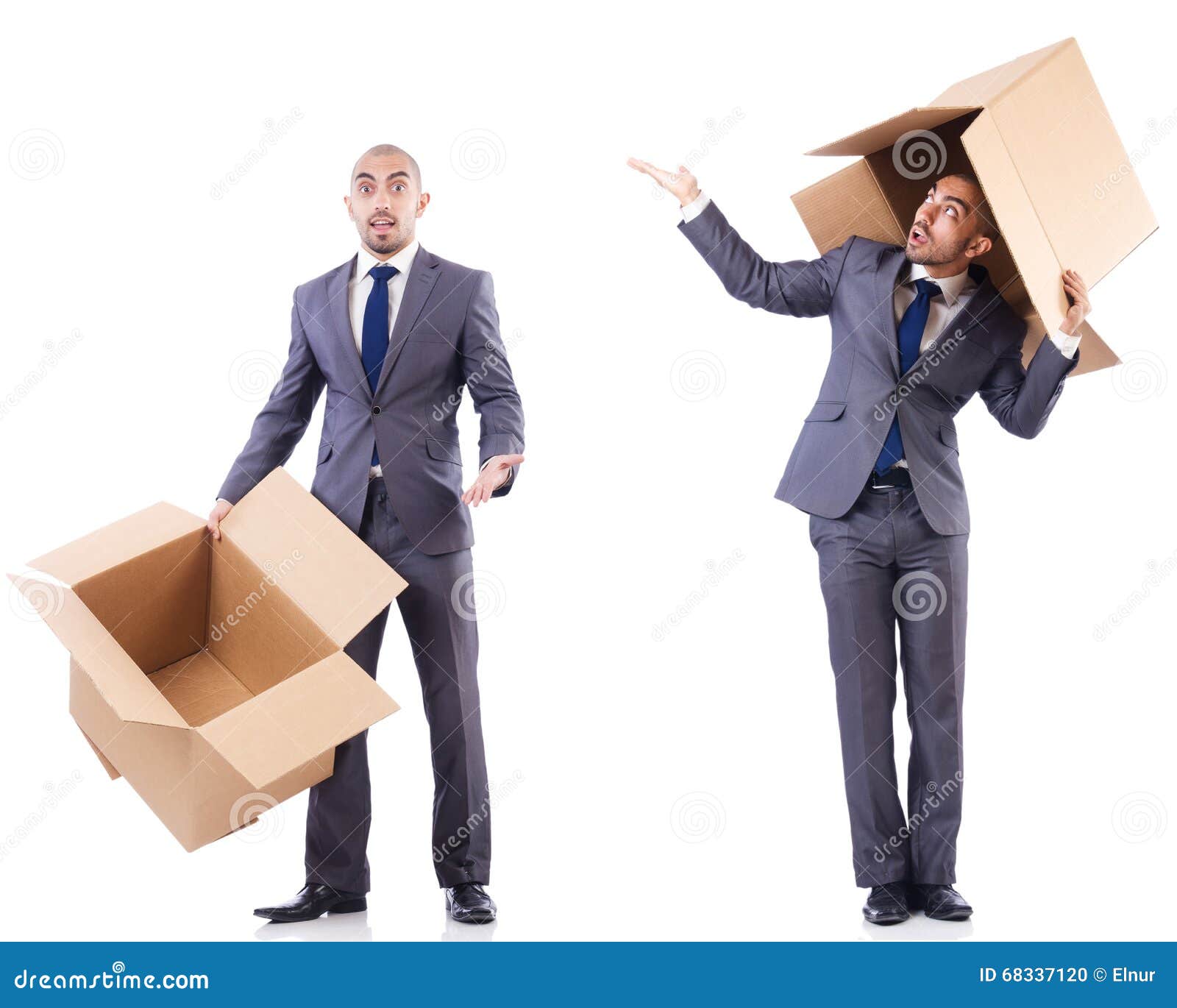 The Collage of Photos with Man and Boxes Stock Photo - Image of ...