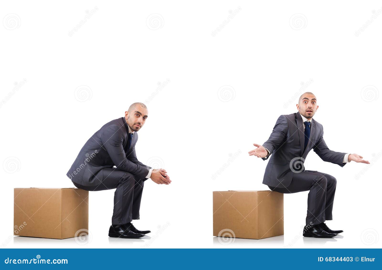 The Collage of Photos with Man and Boxes Stock Image - Image of ...