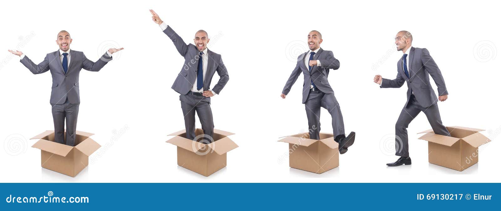 The Collage of Photos with Man and Boxes Stock Image - Image of montage ...
