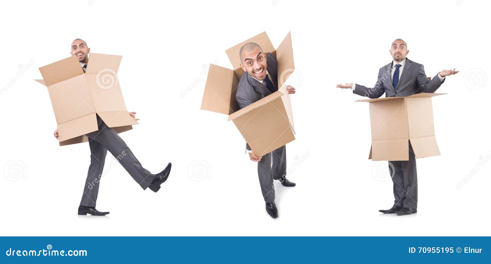 Collage of Photos with Man and Boxes Stock Image - Image of carton ...