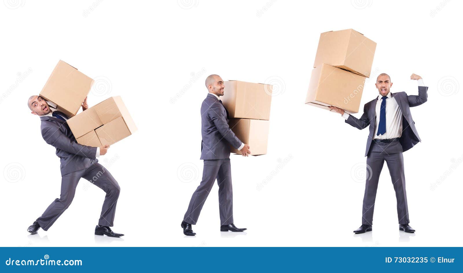 The Collage of Photos with Man and Boxes Stock Image - Image of ...