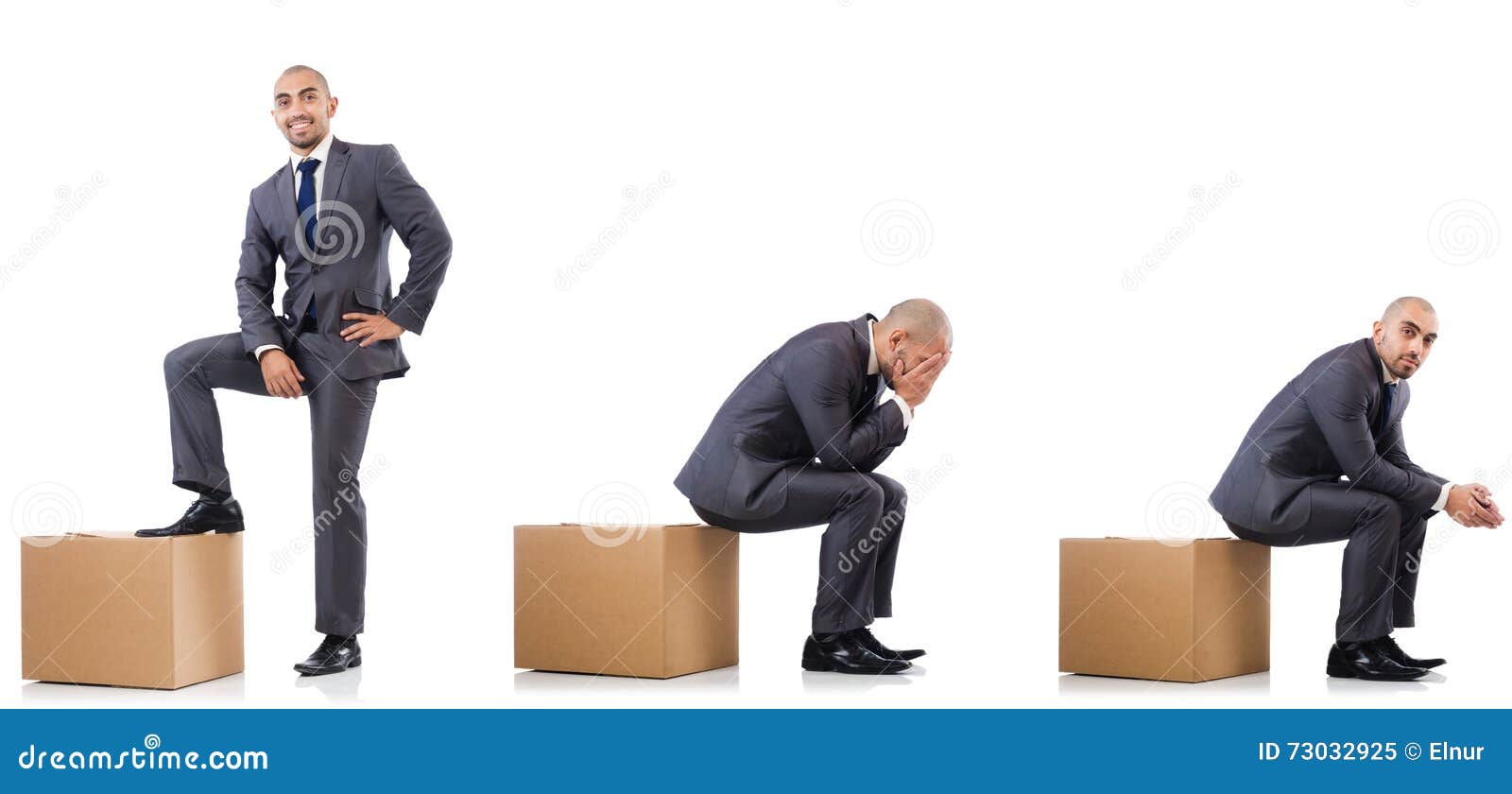 The Collage of Photos with Man and Boxes Stock Image - Image of ...