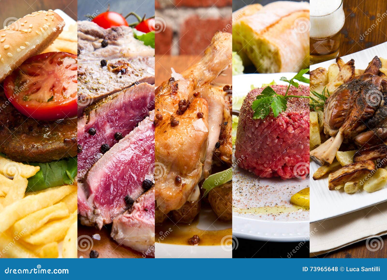 Collage from Photos of Meat Stock Photo - Image of roasted, protein ...