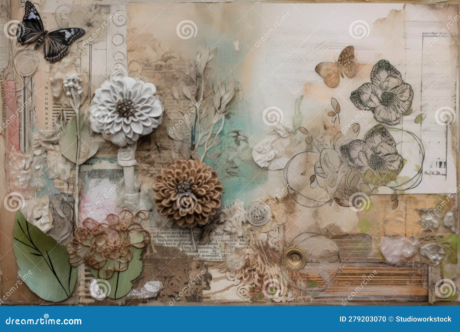 Collage of Photos with Mixed Media Elements and Hand-drawn or Painted ...