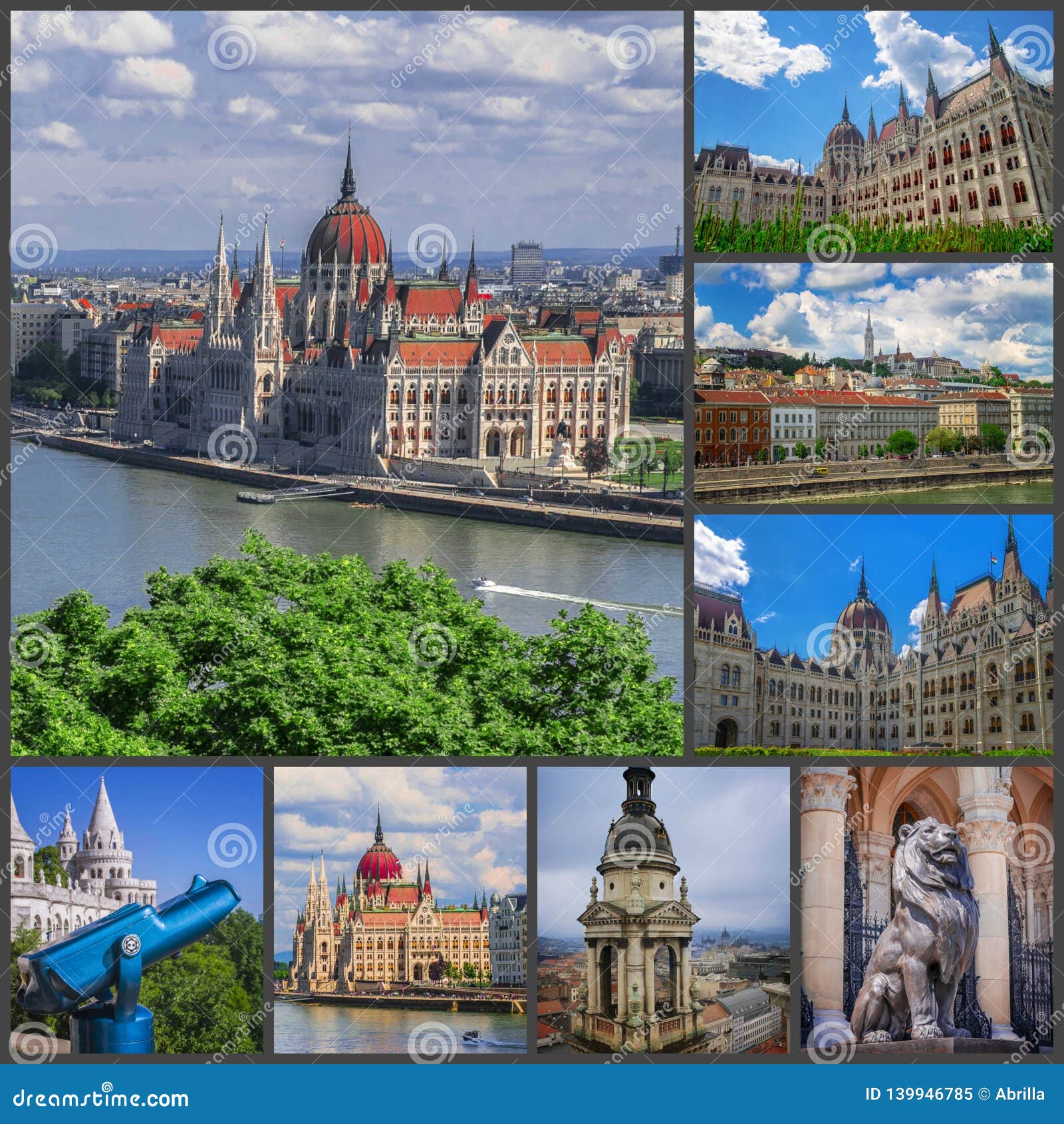 Collage of Photos of Sights of Budapest, Hungary Stock Image - Image of ...