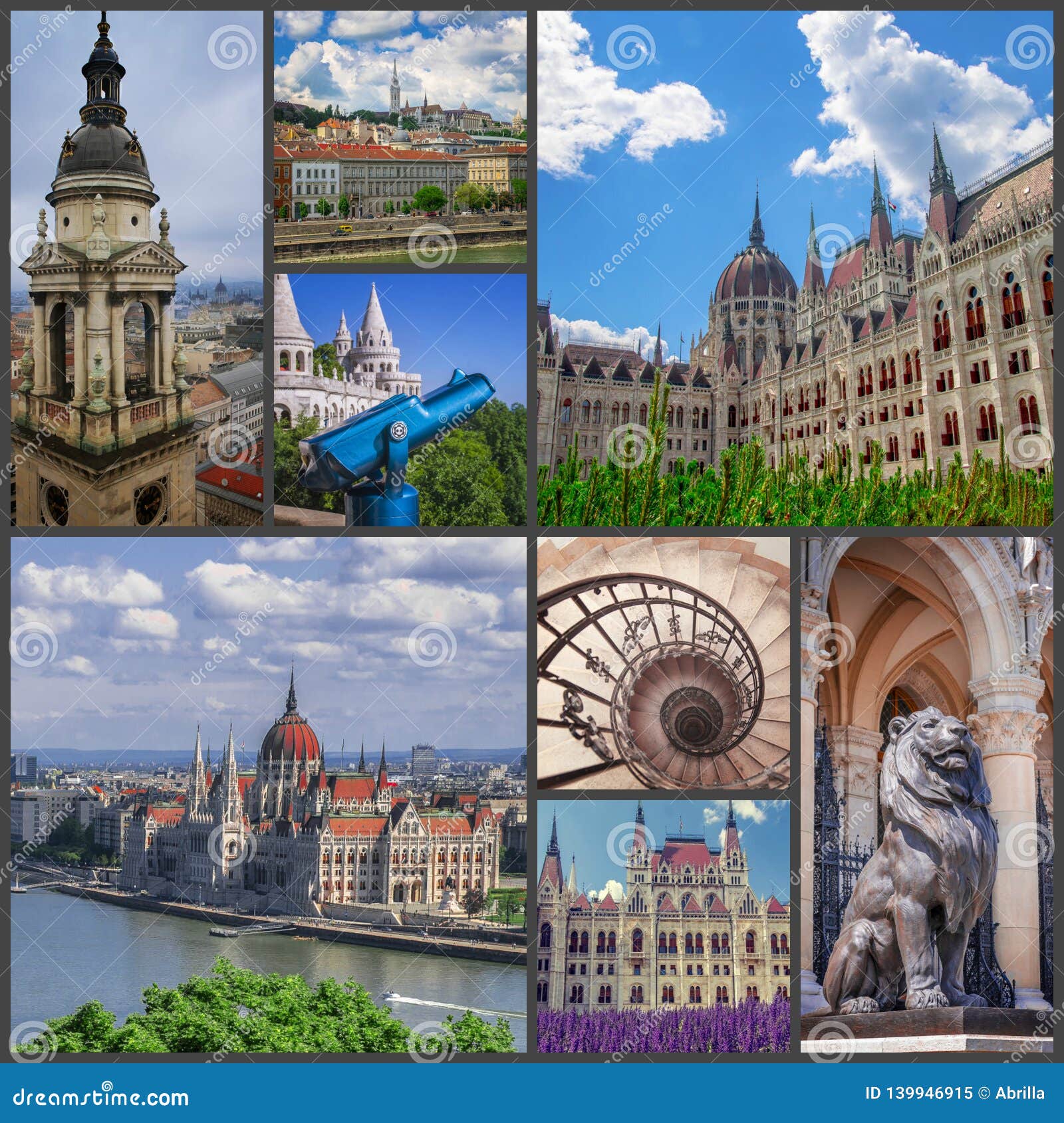 Collage of Photos of Sights of Budapest, Hungary Stock Image - Image of ...