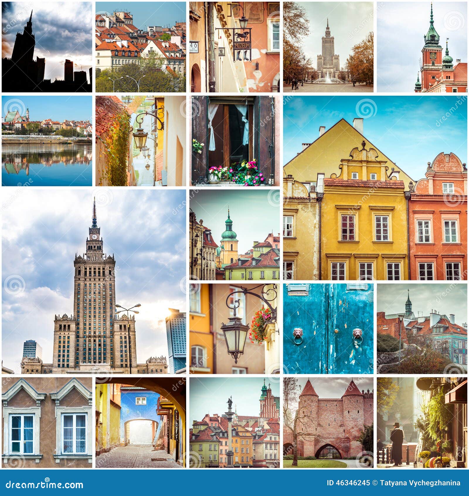 Collage of Photos from Warsaw Stock Image - Image of royal, reflection ...