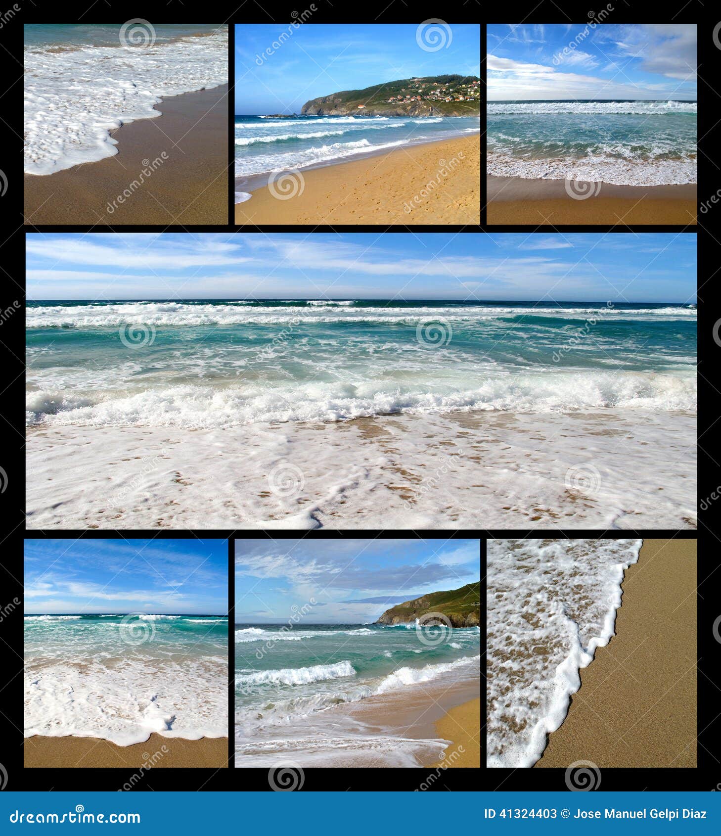 Collage of Photos of Waves on the Beach Stock Image - Image of beach ...
