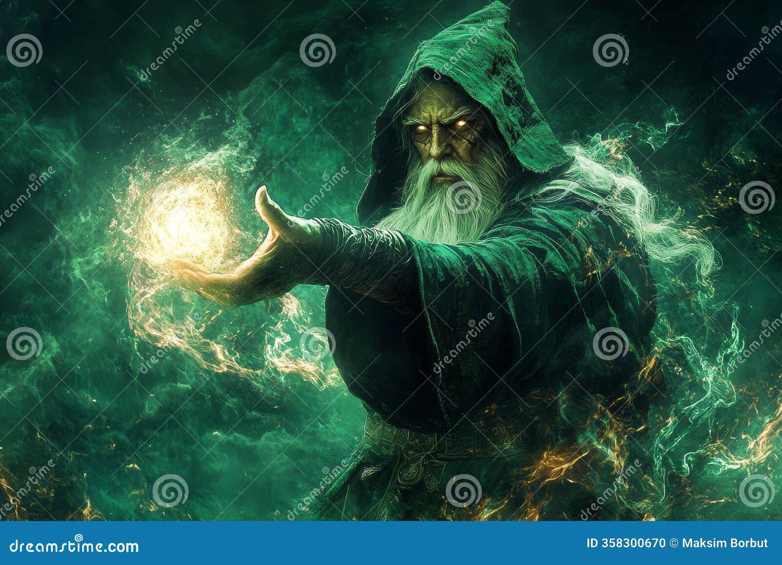 A Collage Picture Generated Using Stock Showing a Medieval Wizard Using ...