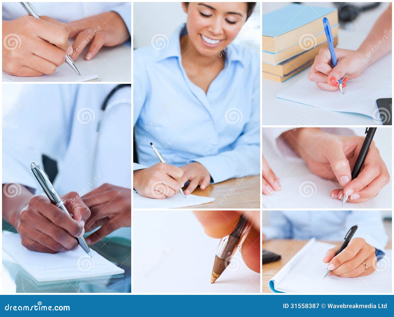 Collage of Pictures Showing Women Writing Stock Image - Image of ...