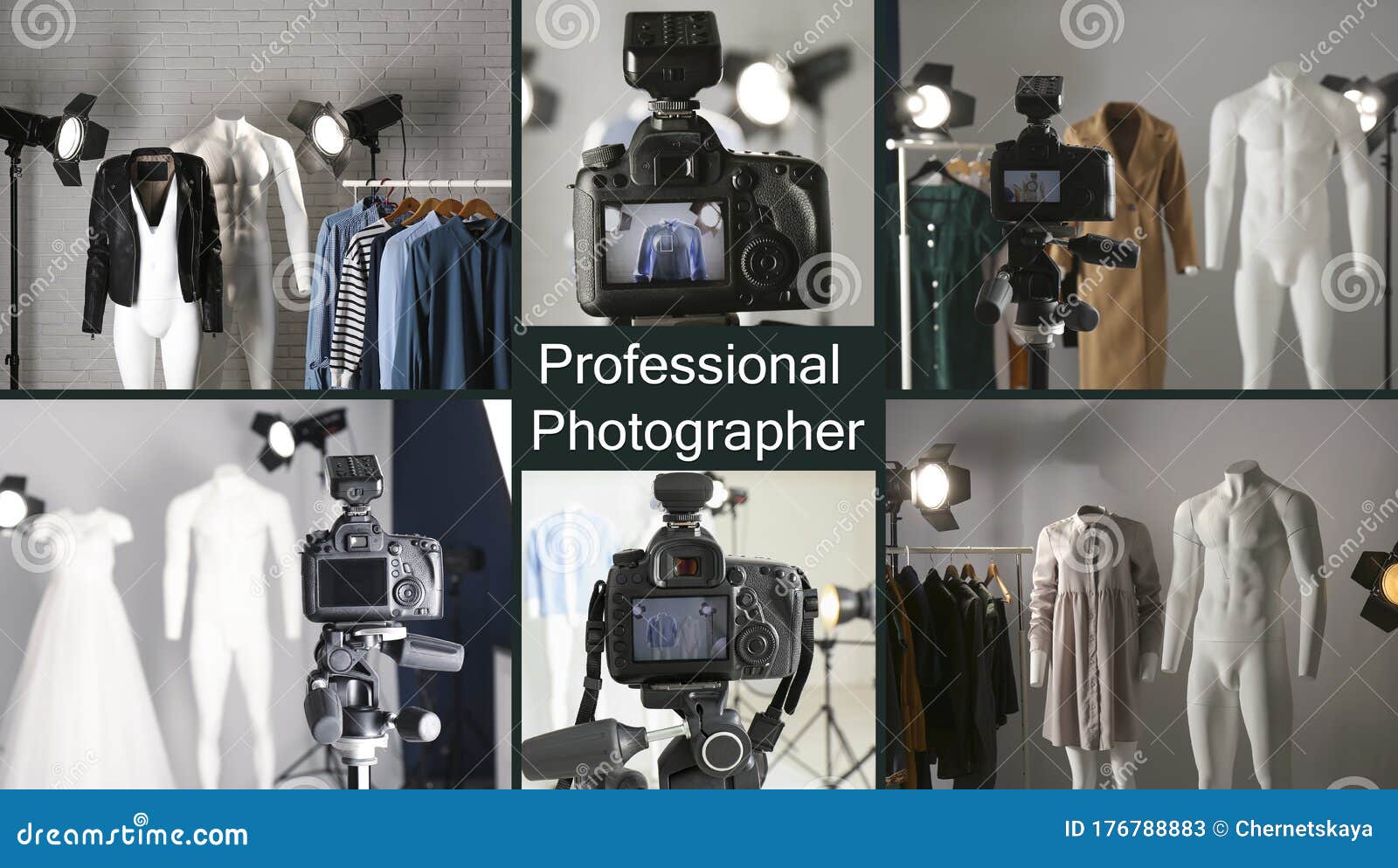 Collage of Pictures and Professional Photographer Stock Image - Image ...