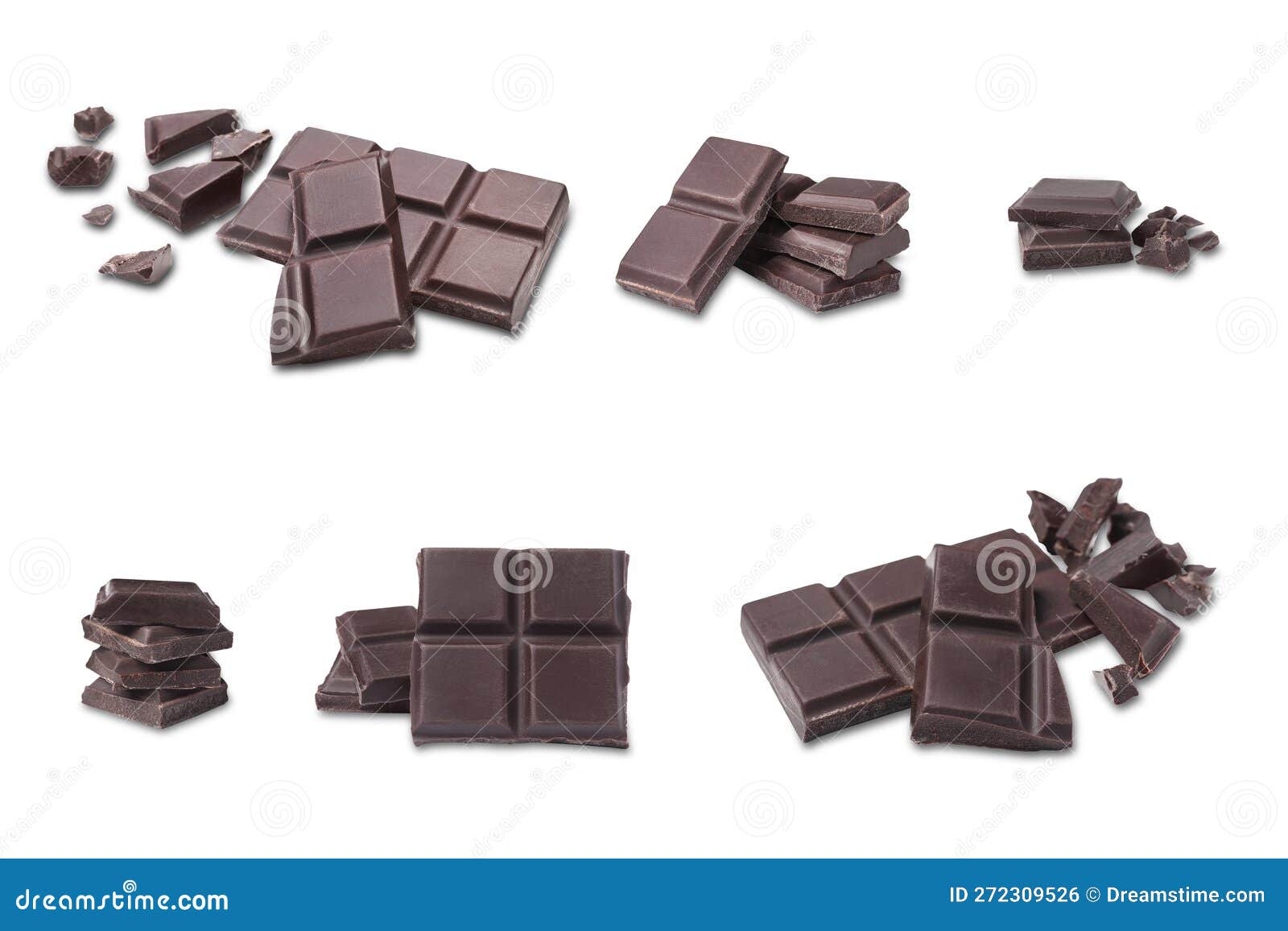 Collage with Pieces of Tasty Chocolate Bars on White Background Stock ...