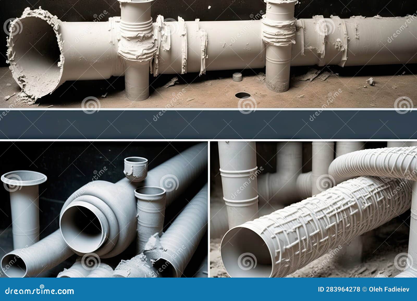 Collage of Pipes for Water and Heating System with Copy Space Stock ...