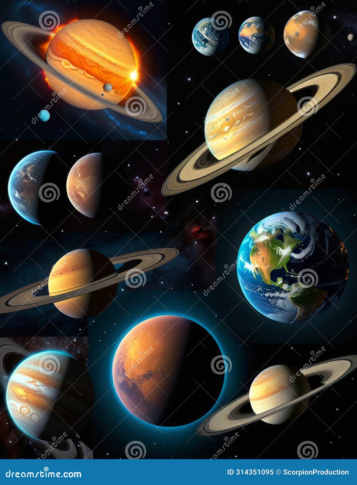 Collage of Planetary Bodies Stock Image - Image of space, exoplanets ...