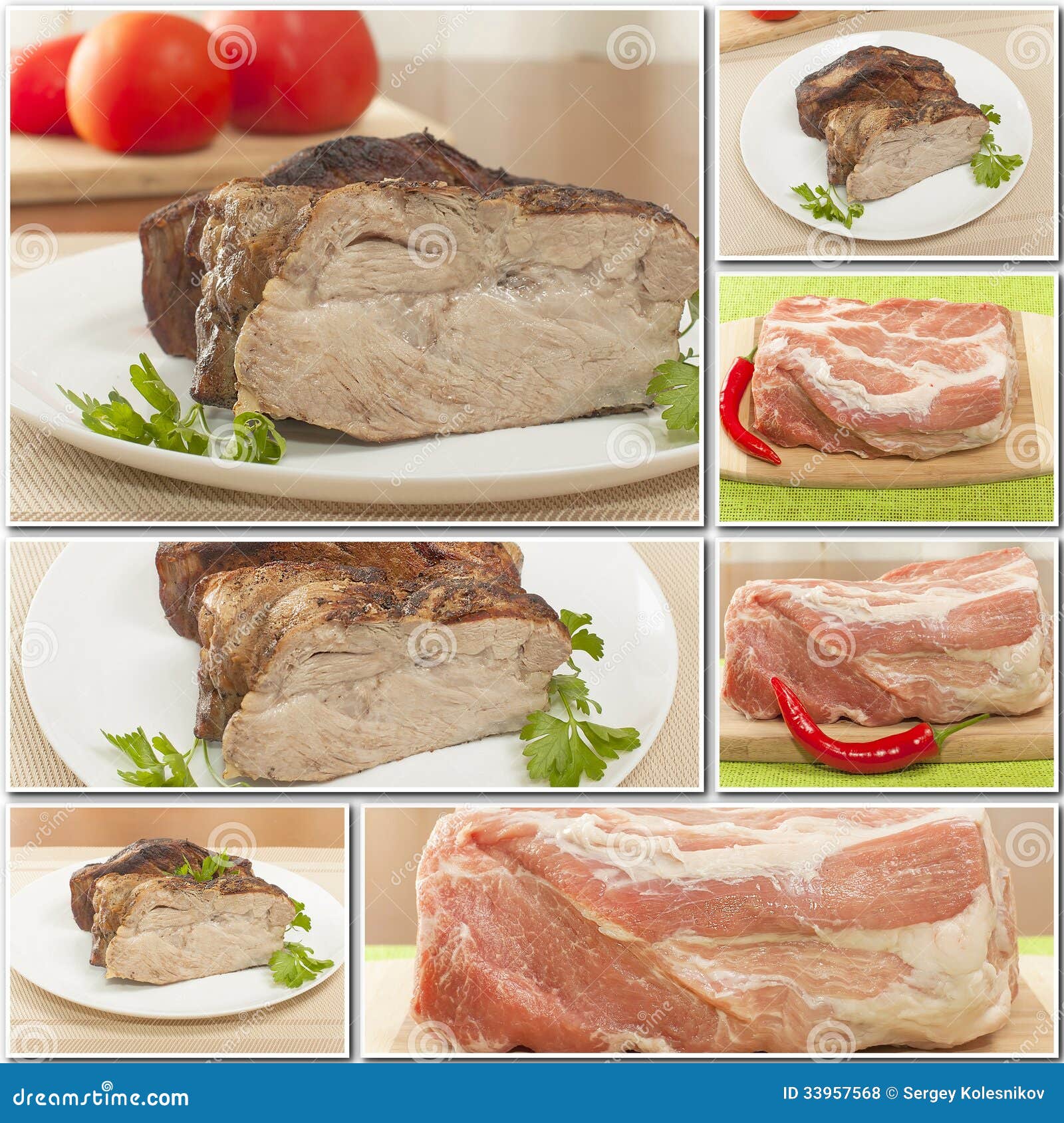 Collage Of Pork Minced Meat Stock Photography | CartoonDealer.com #89879786