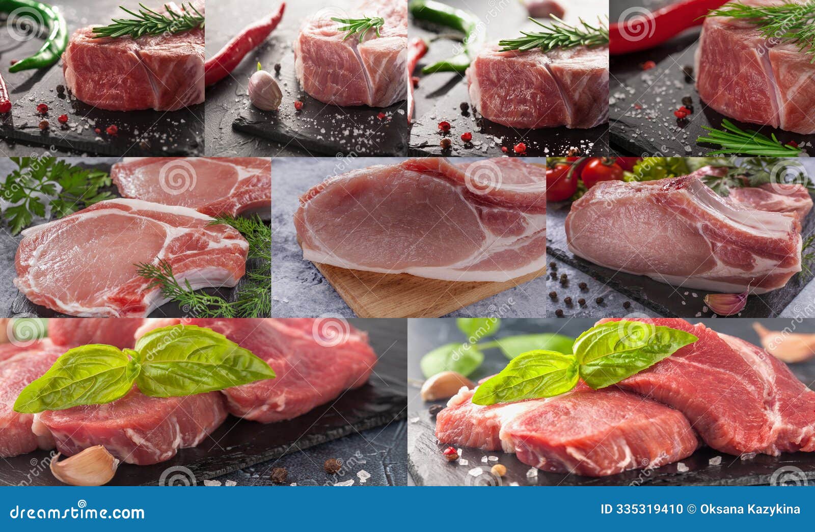 Collage Of Pork Minced Meat Stock Photography | CartoonDealer.com #89879786