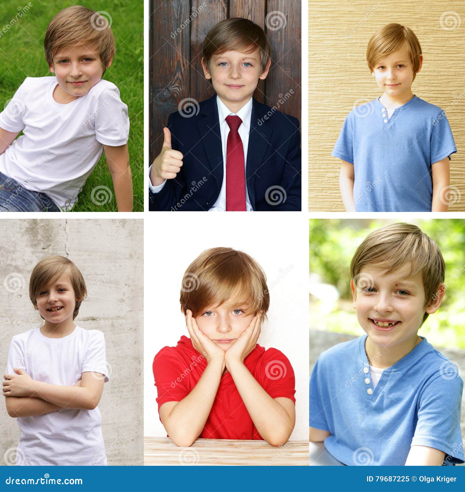 Collage Portrait Cute Blond Boy Stock Image - Image of happiness, youth ...