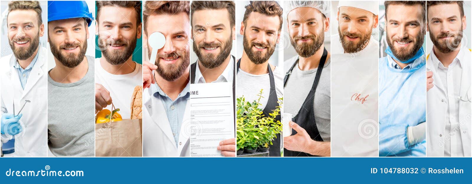 Collage of a Man with Different Professions Stock Photo - Image of face ...