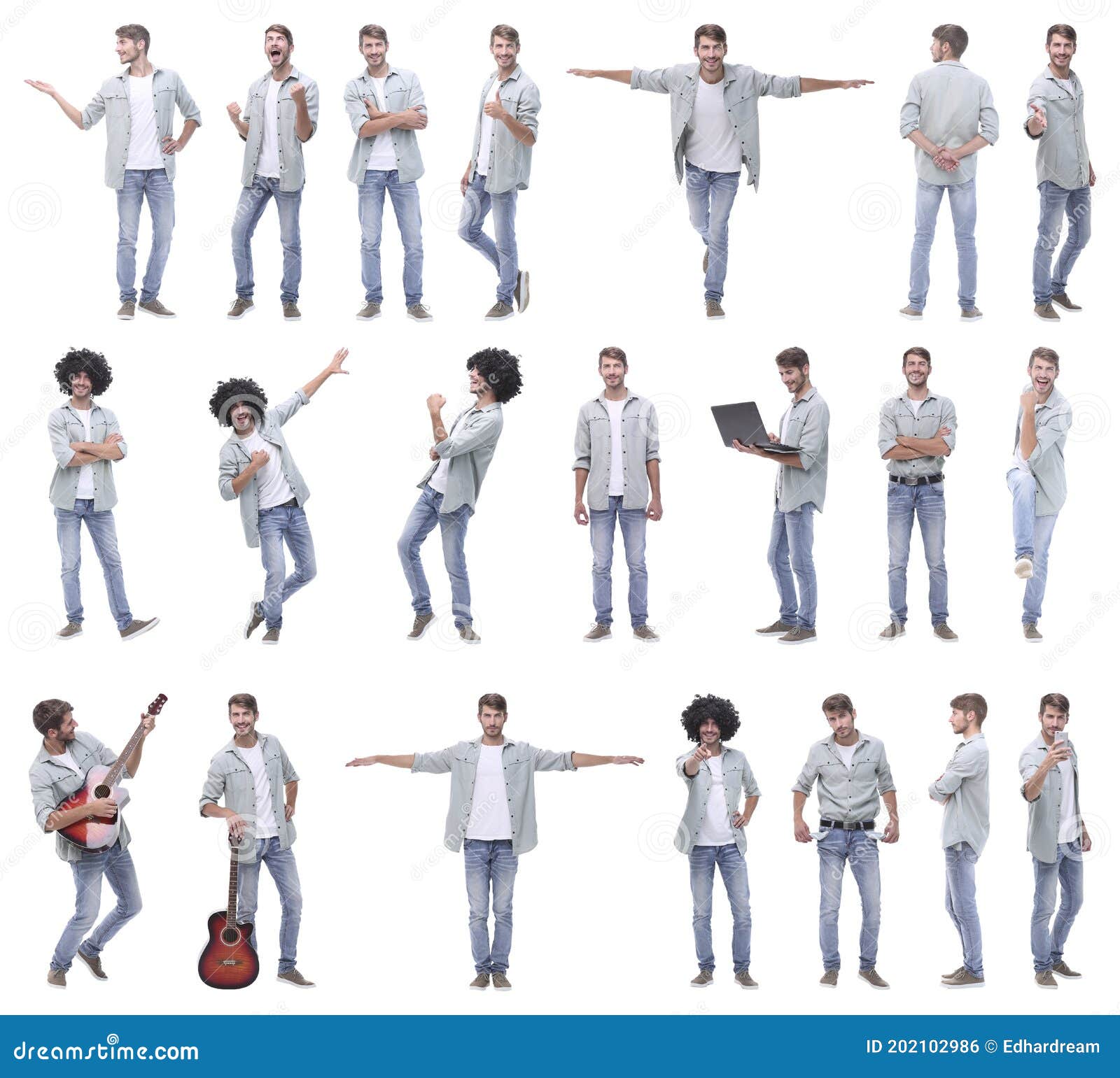 Collage of Portraits of Modern Cheerful Guy Stock Photo - Image of ...