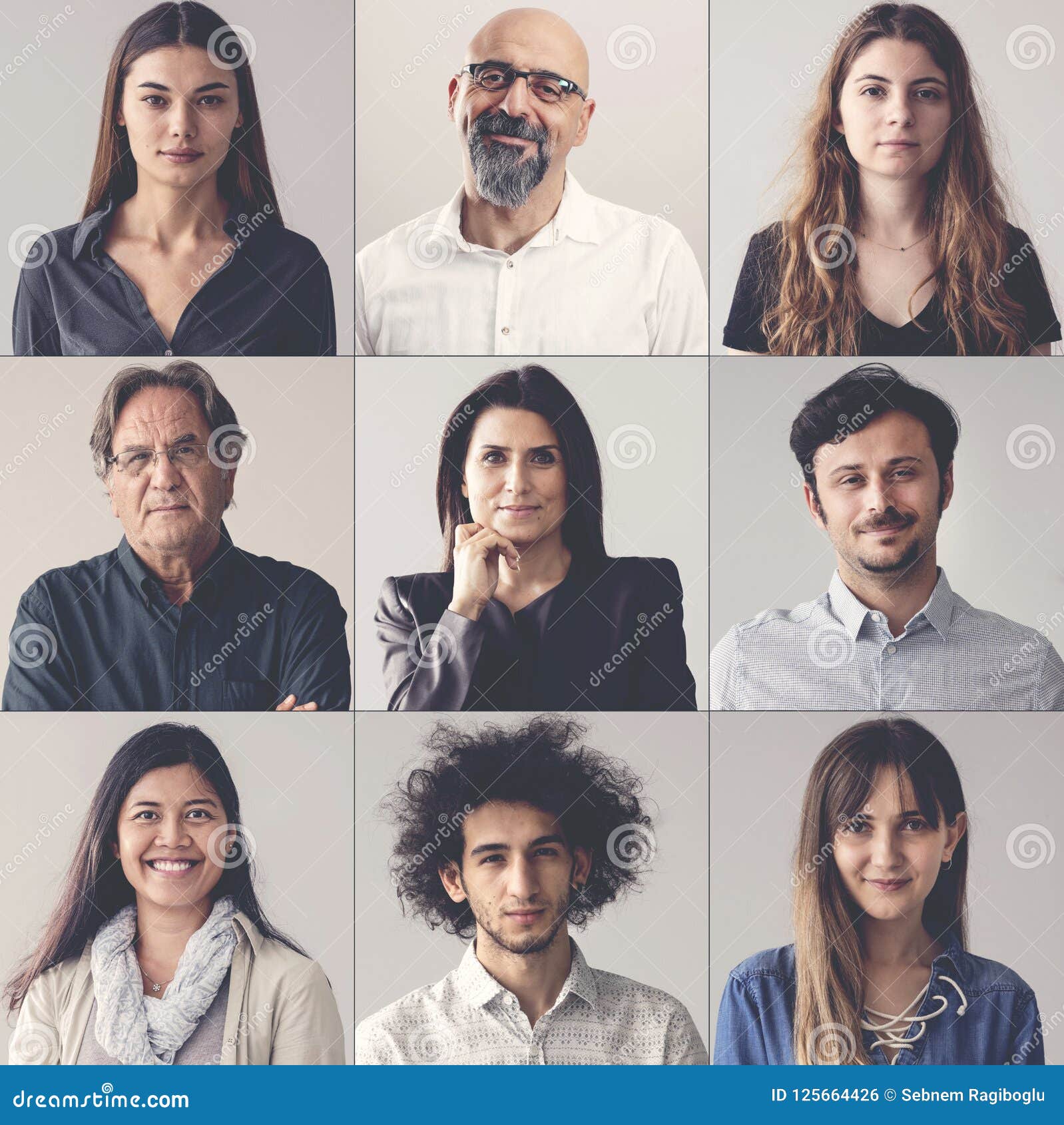 Collage of Portraits Smiling Men and Women Stock Photo - Image of ...