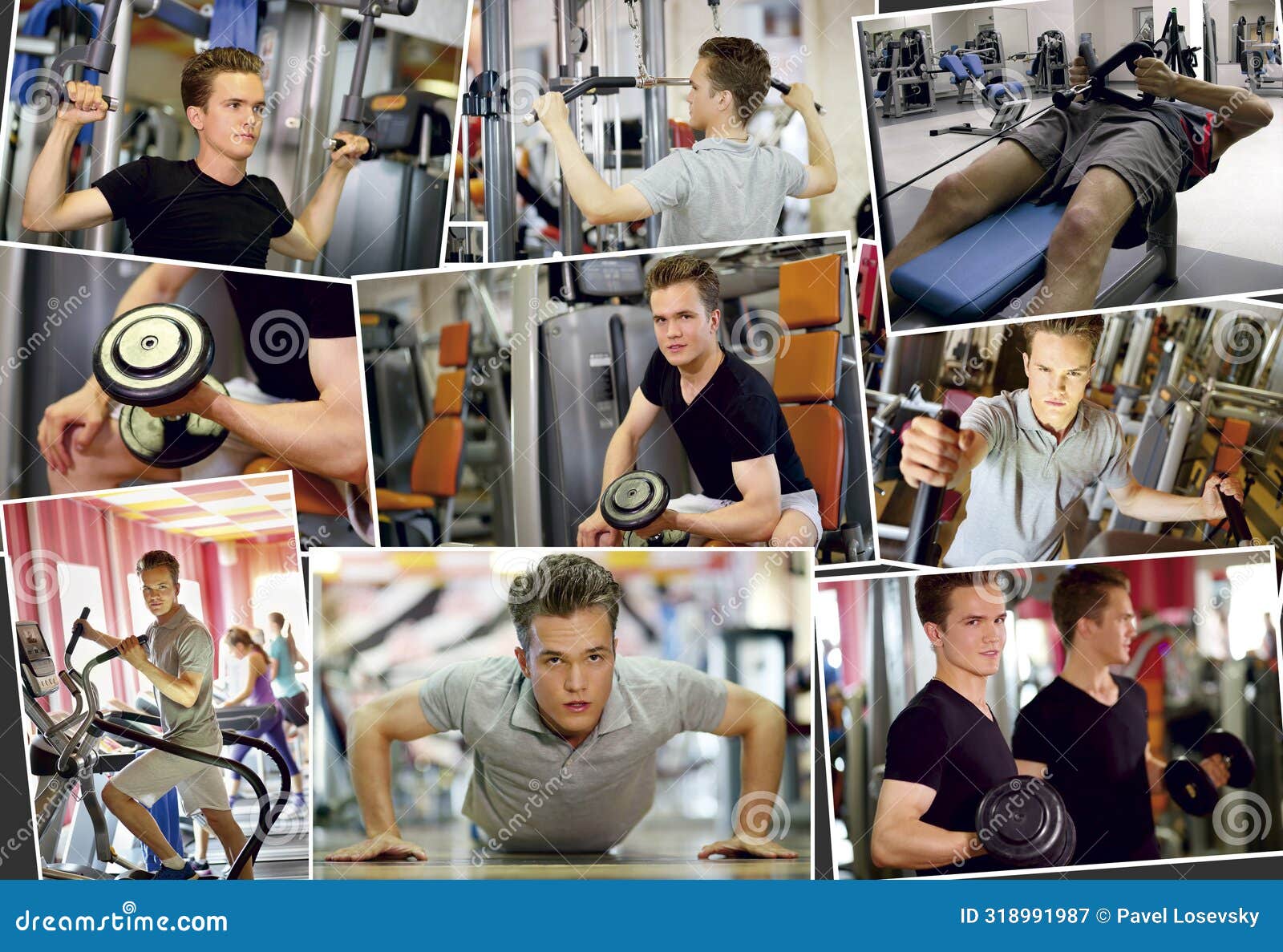 Collage with 10 Poses of Bodybuilder (one Model) Stock Image - Image of ...