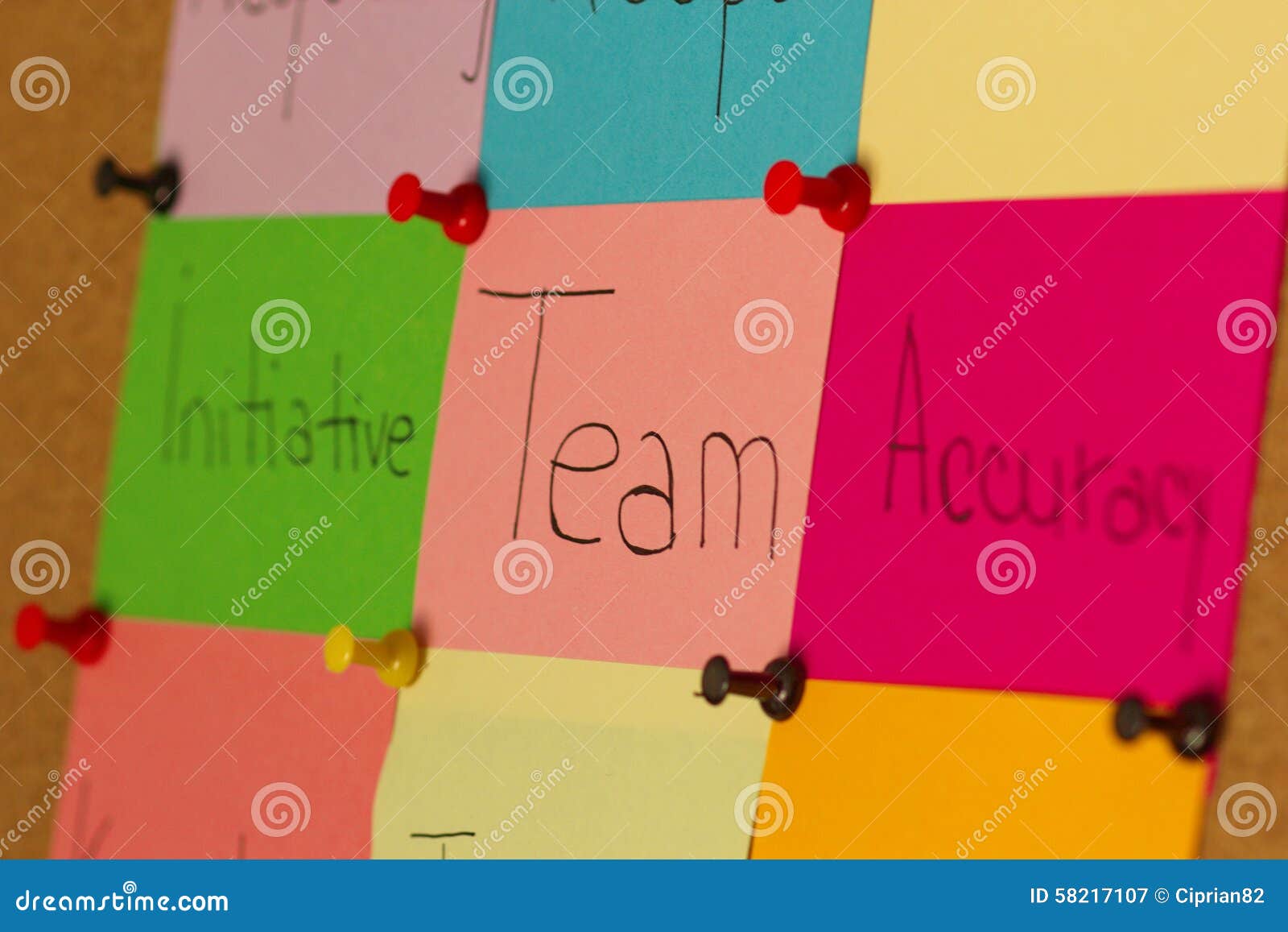 Collage of Post-it Related To Team on a Coarkboard Background Stock ...