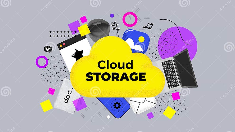 Collage Poster Design - Cloud Storage Stock Vector - Illustration of cartoon, transfer: 332836685