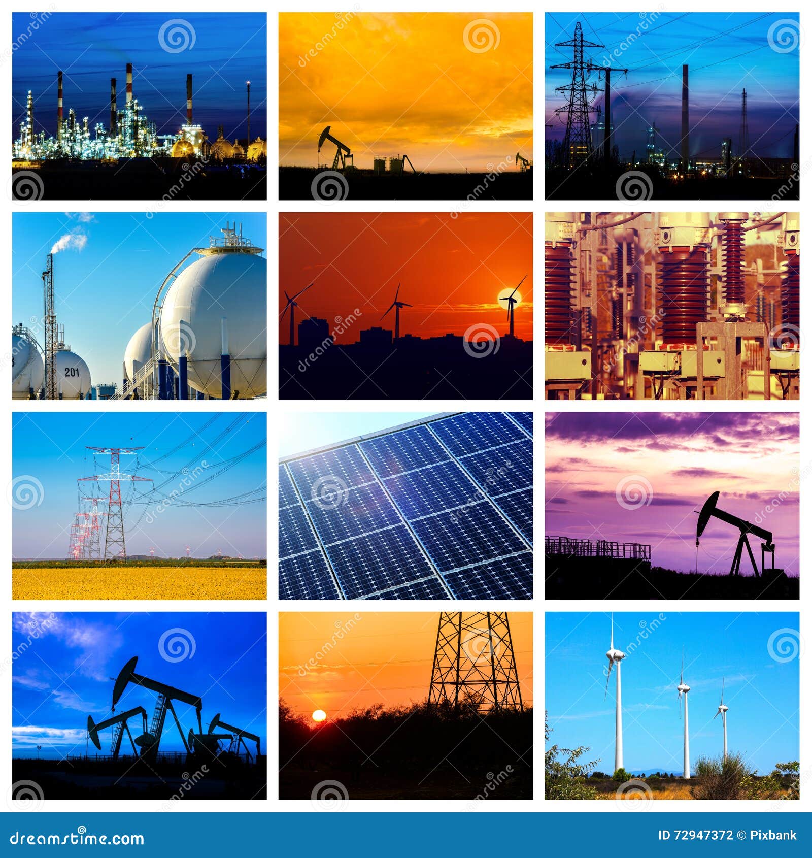 Collage of Power and Energy Concepts Stock Photo - Image of extract ...