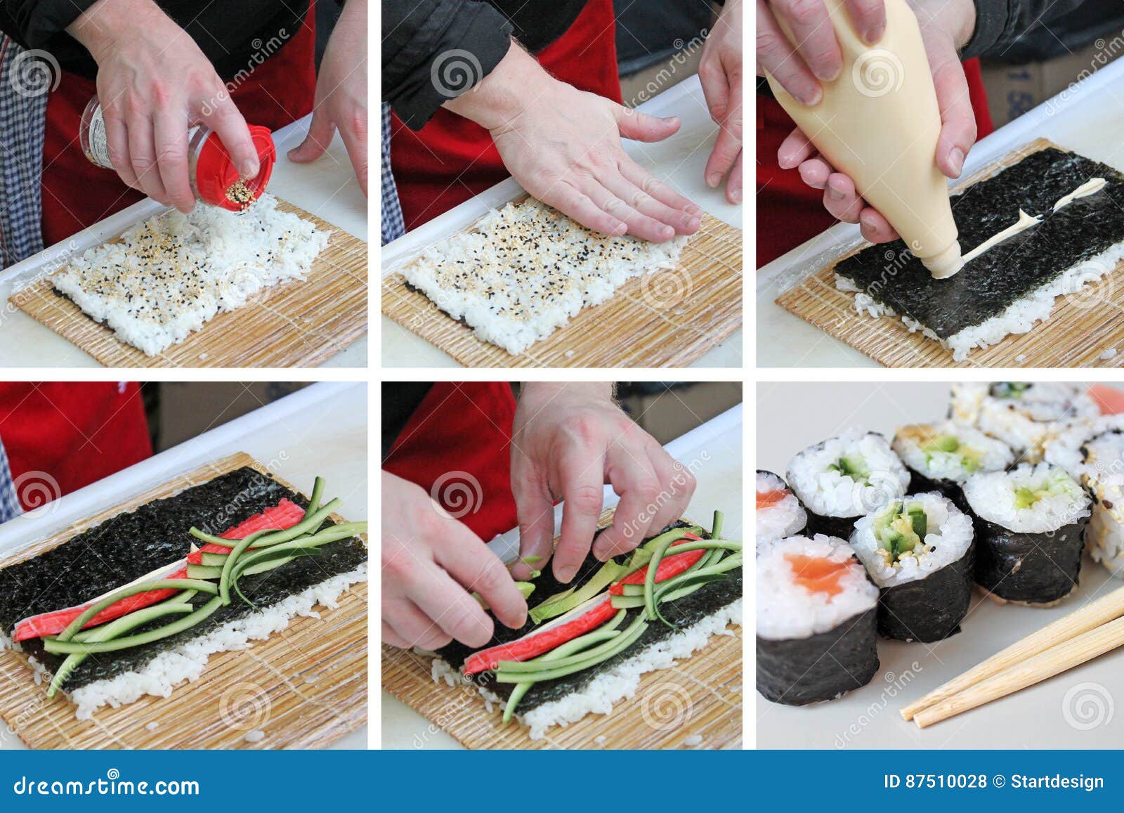 Collage of Preparation Sushi Stock Photo - Image of eating, culture ...