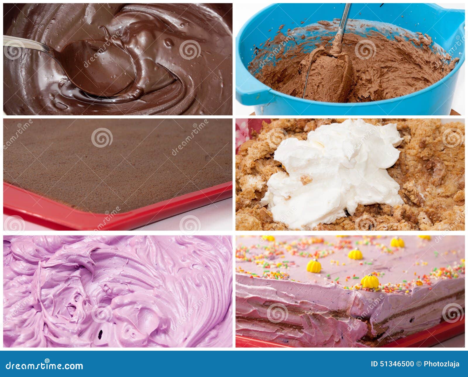 Collage of Preparing a Birthday Cake Stock Photo - Image of device ...