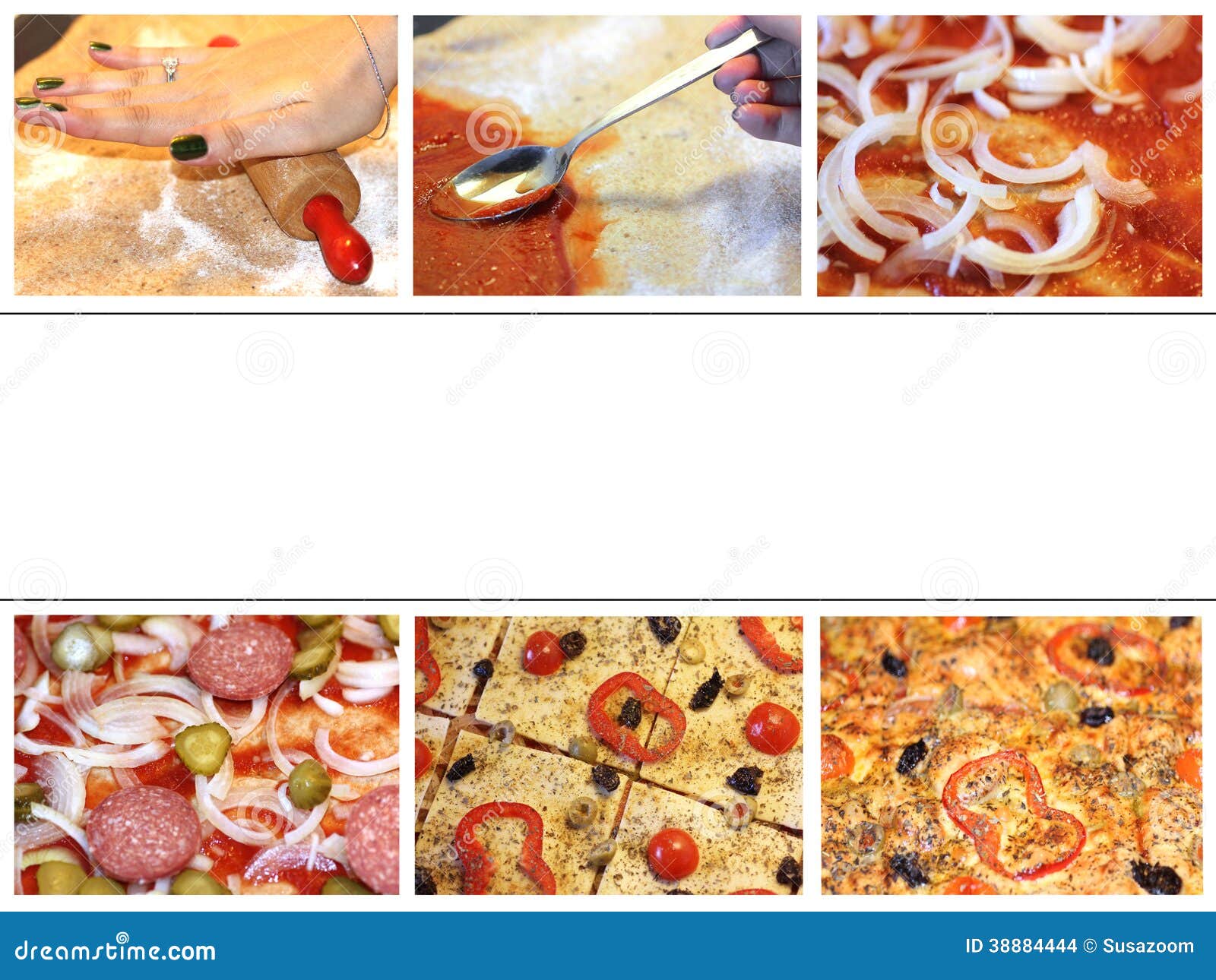 Collage - Preparing Pizza in 6 Steps Stock Photo - Image of gourmet ...