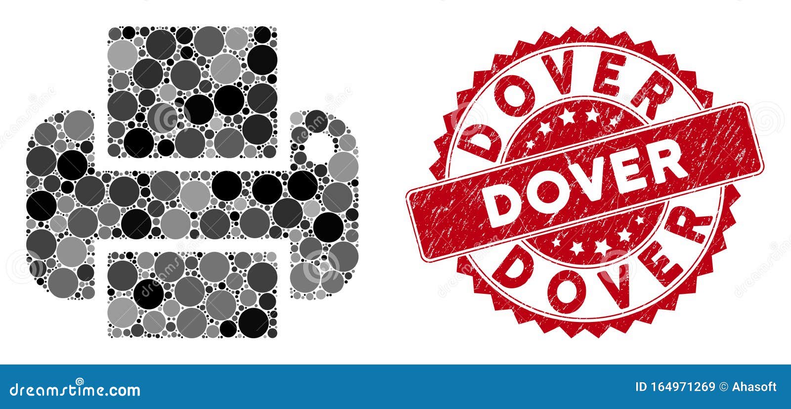 Collage Printer with Scratched Dover Stamp Stock Illustration ...